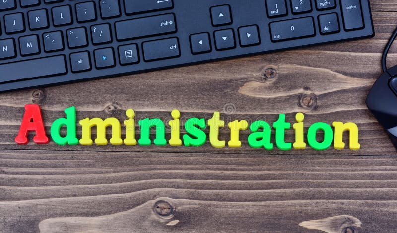 Administration Word on Table Stock Image - Image of database, letters ...