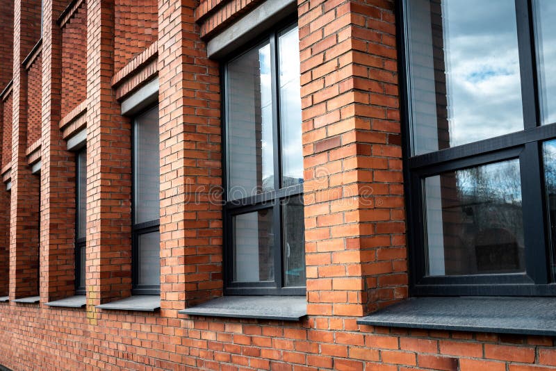 Administrative Building. Brick Building with Windows Stock Photo ...