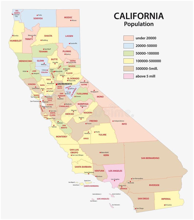 Administrative County Map of the Federal State of California by ...