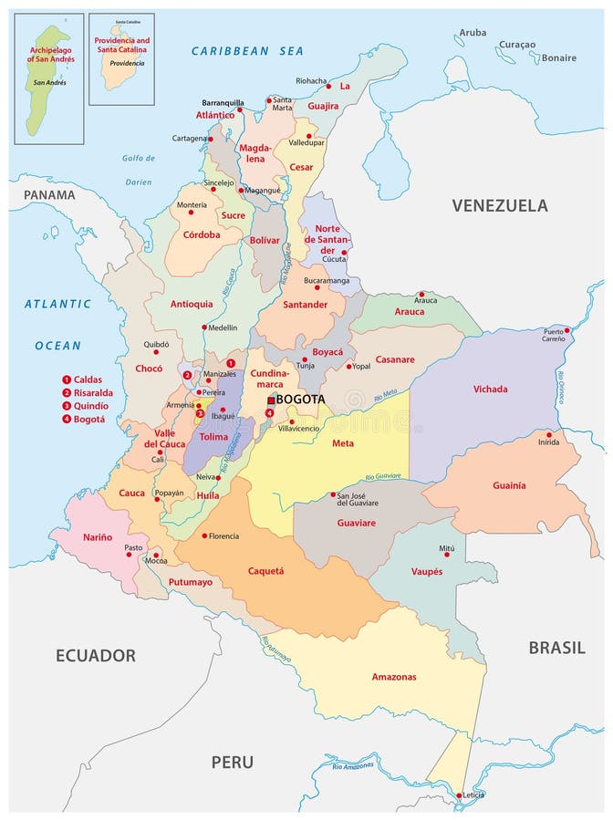 Columbia And South American Continent Map Stock Illustration ...