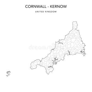 Administrative Map of Cornwall As of 2022 - Vector Illustration Stock ...