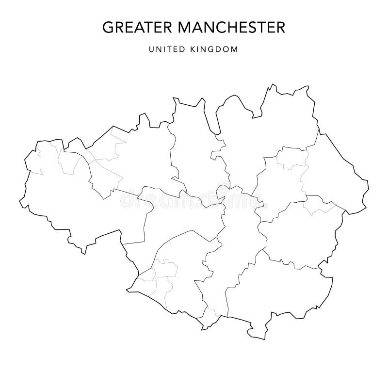 Administrative Map of Greater Manchester As of 2022 - Vector ...