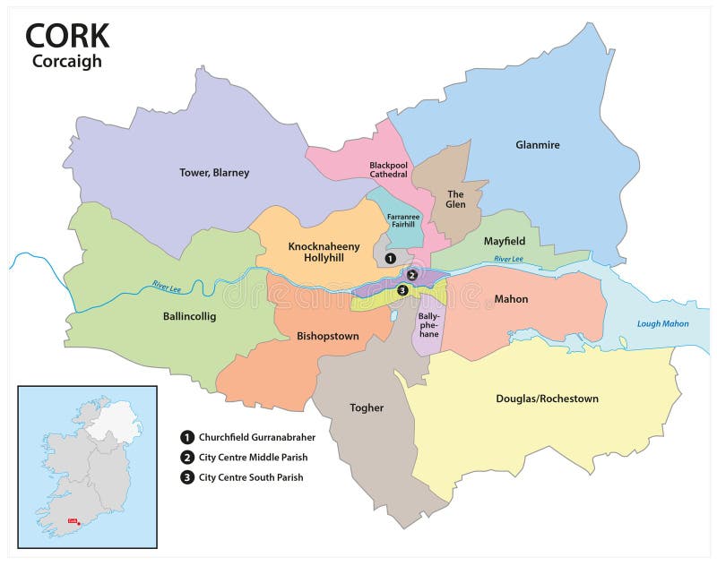 Administrative Map of the Irish City of Cork Stock Vector ...