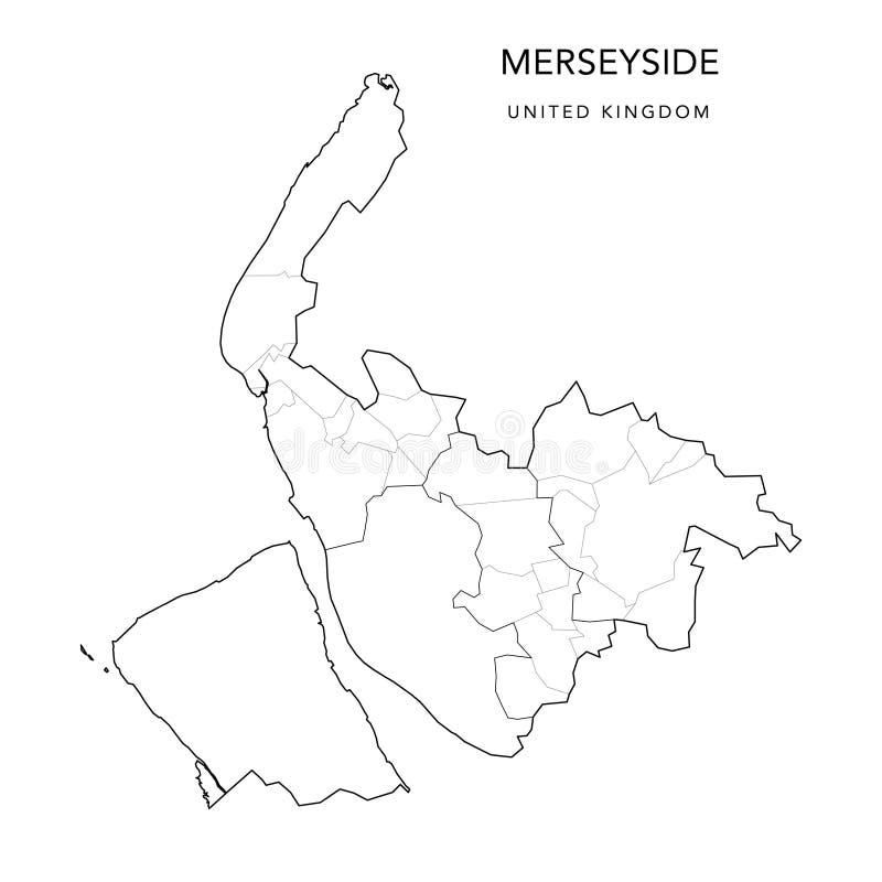 Administrative Map of Merseyside As of 2022 - Vector Illustration Stock ...
