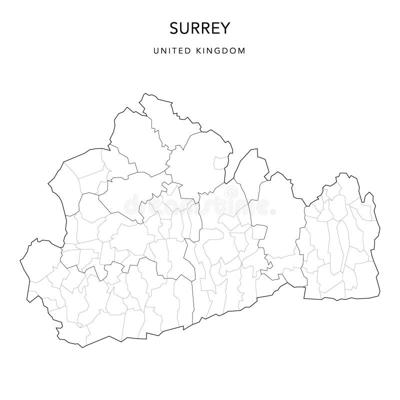 Administrative Map of Surrey As of 2022 - Vector Illustration Stock ...