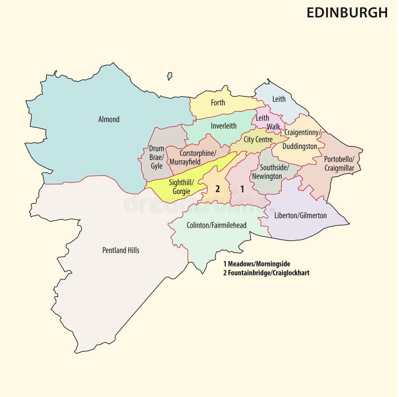 Administrative and Political Map of Edinburgh Stock Vector ...