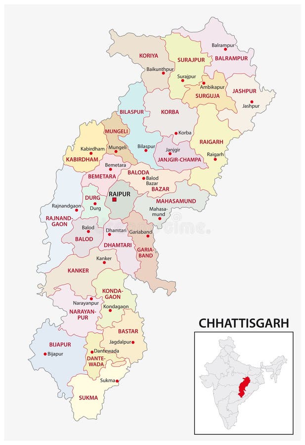 Raipur City Republic of India, Chhattisgarh State Map Vector ...
