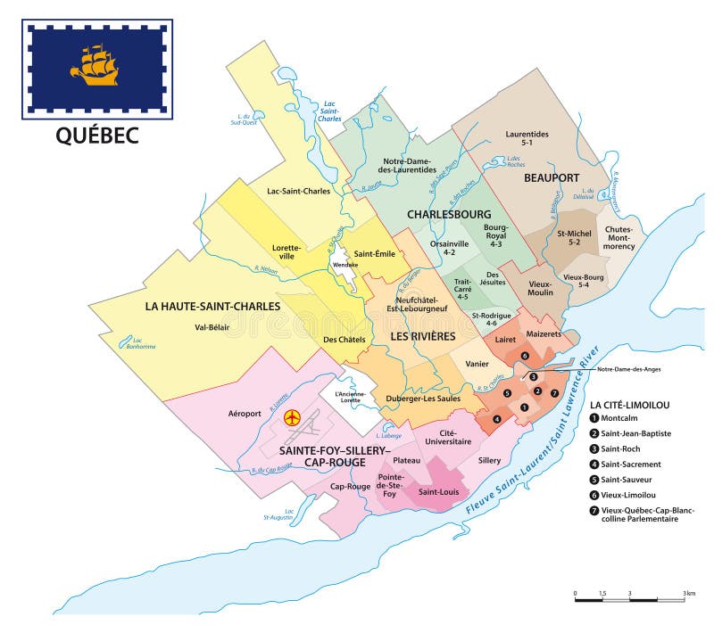 Administrative Vector Map of the Canadian Capital Quebec, Canada Stock ...