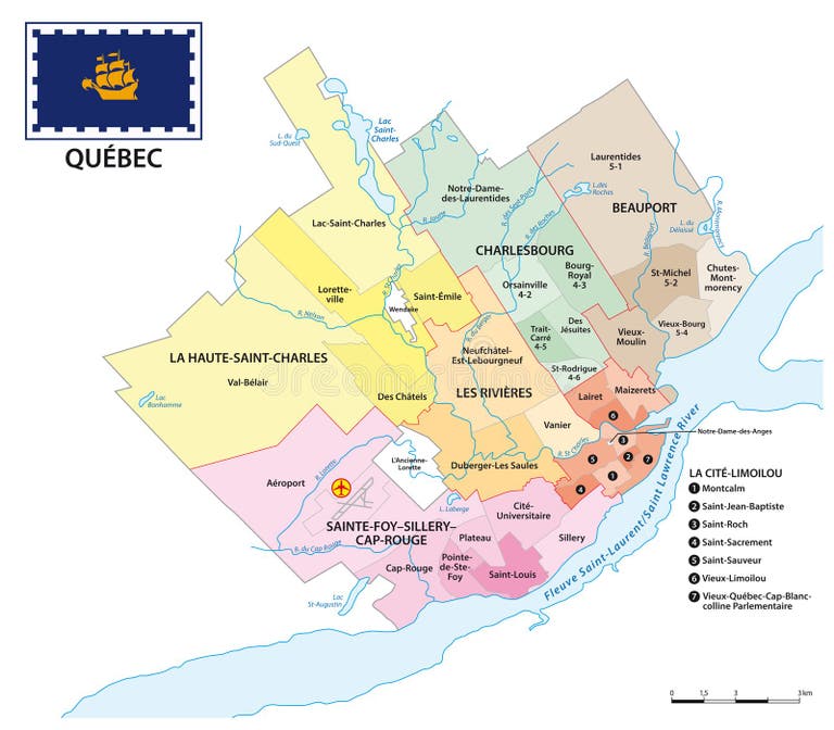 Administrative Vector Map of the Canadian Capital Quebec, Canada Stock ...