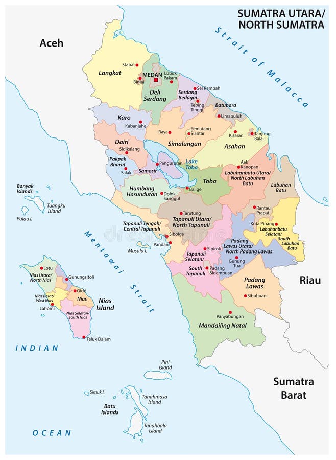 Administrative Vector Map of the Indonesian Province of North Sumatra ...