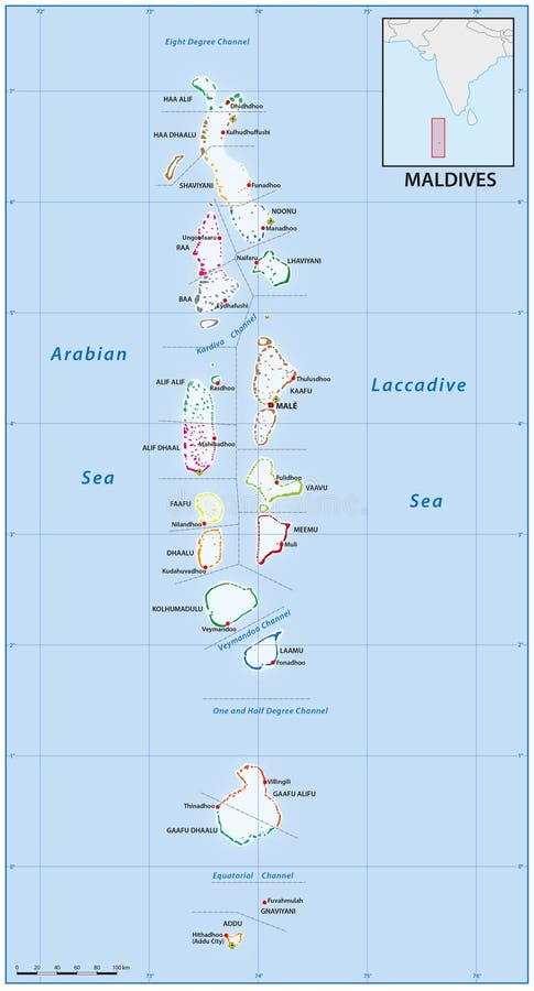 Administrative Vector Map of the Republic of Maldives Stock Vector ...