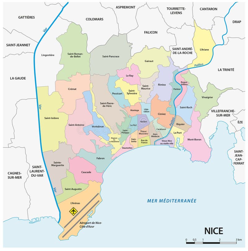 Administrative Vector Map of the Southern French City of Nice Stock ...