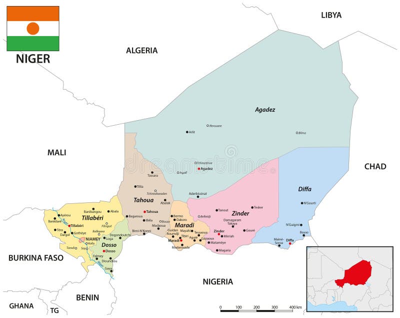 Administrative Vector Map of the West African State of Niger Stock ...