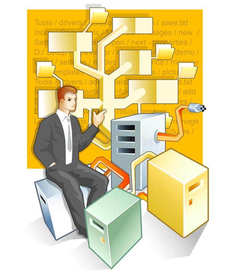 Administrator and Folders Tree Stock Illustration - Illustration of ...