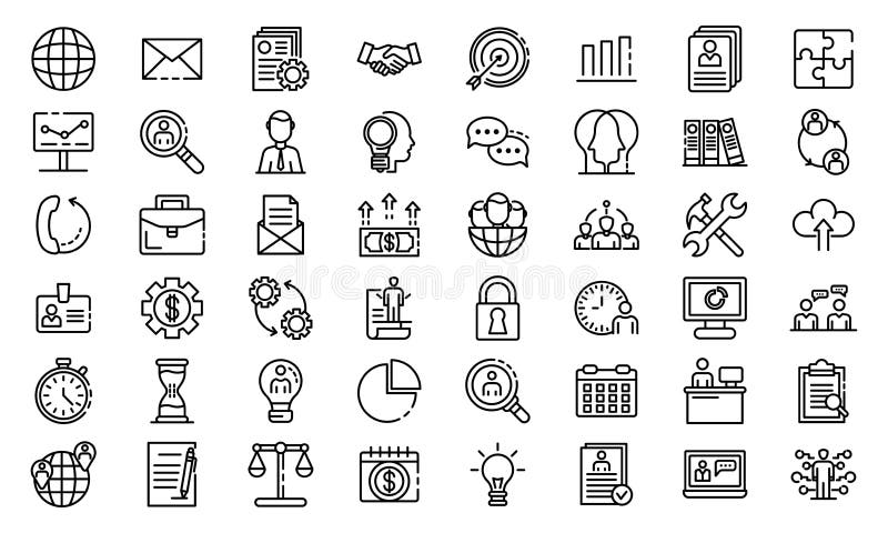 Set of 40 Business and Finance Web Icons in Line Style. Money, Dollar ...