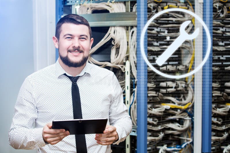 It Administrator at the Server Stock Image - Image of provider ...