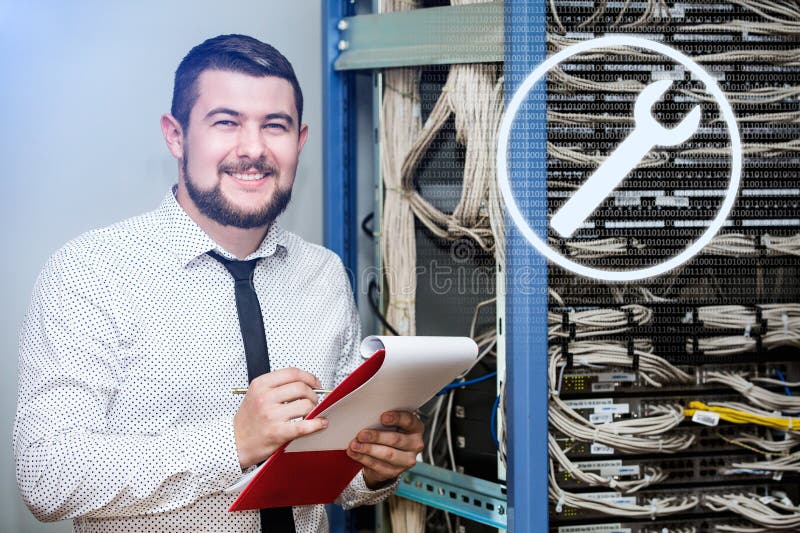 It Administrator at the Server Stock Photo - Image of provider, data ...