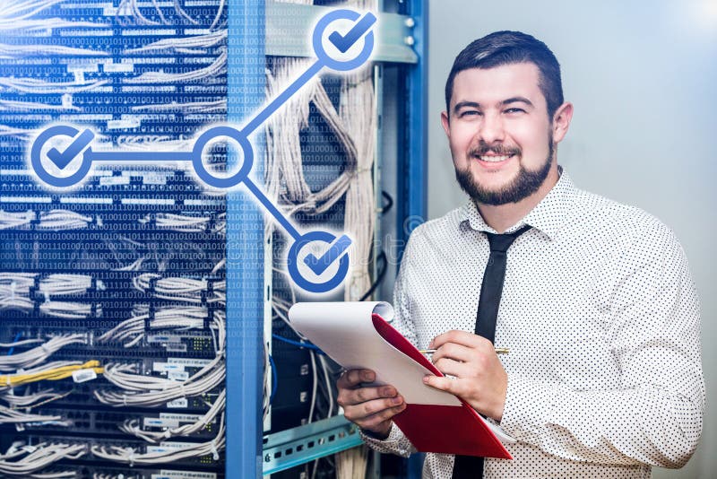 It Administrator at the Server Stock Image - Image of cluster, online ...