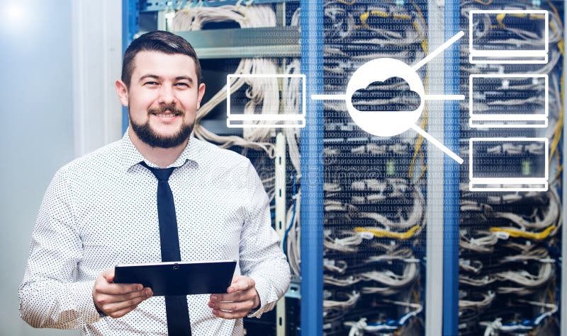 It Administrator at the Server Stock Image - Image of office, cluster ...