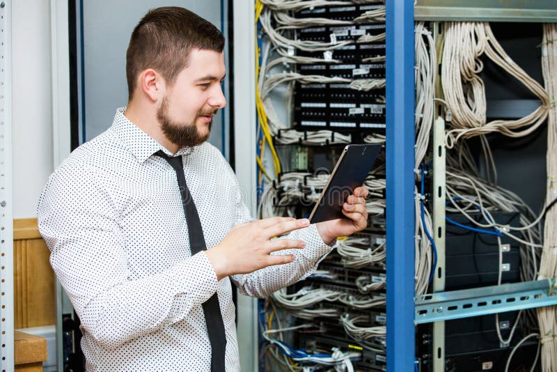 It Administrator at the Server Stock Photo - Image of cluster, cloud ...