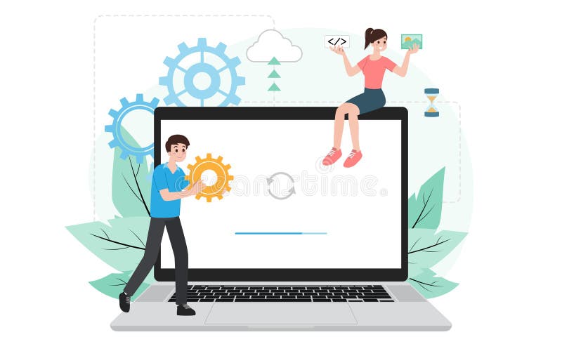 It Administrator with Software Upgrade Process on Laptop. Digital ...