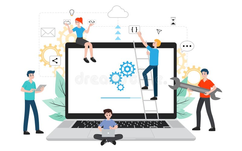 It Administrator with Software Upgrade Process on Laptop. Digital ...