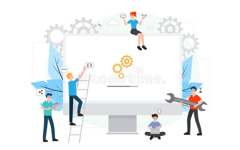 It Administrator with Software Upgrade Process on Laptop. Digital ...