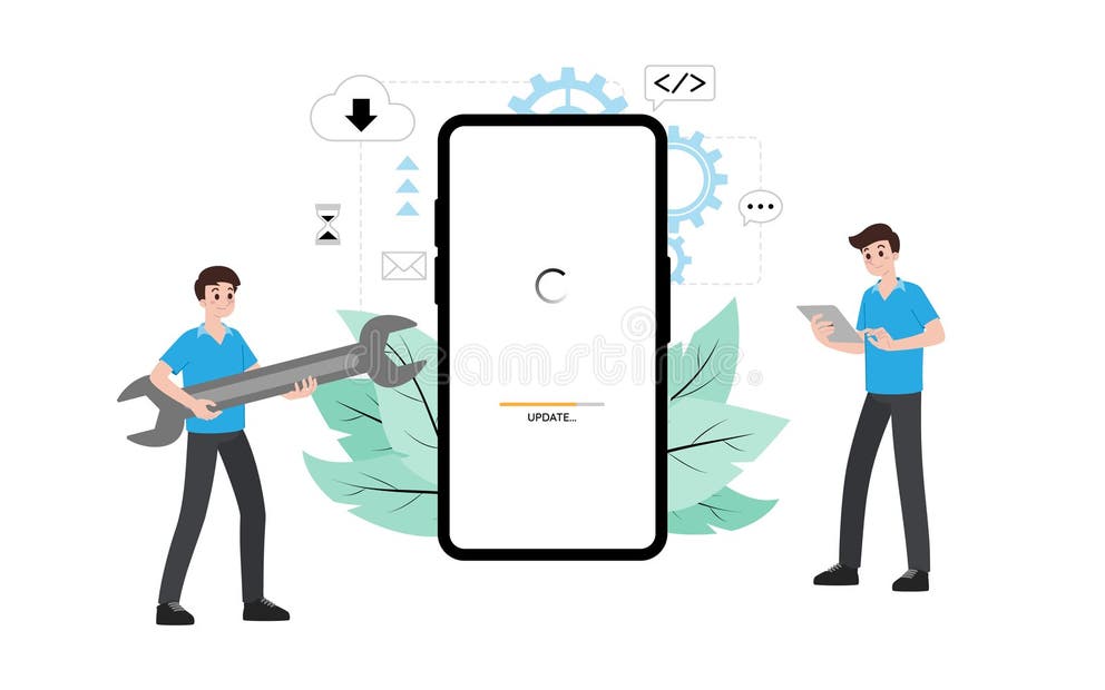 It Administrator with Software Upgrade Process on Mobile. Digital ...