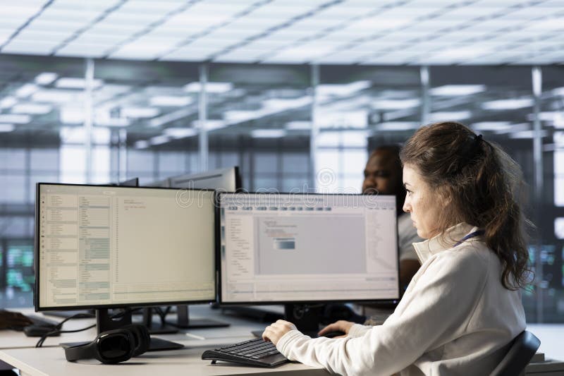 Admins Doing Checkup To Prolong Data Center Electronics Life Span Stock ...