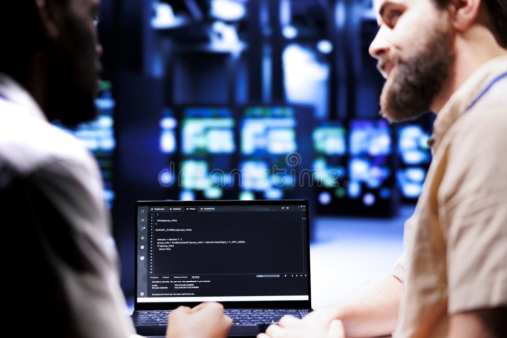 Admins Writing Server Clusters Code Stock Image Image Of Java Html