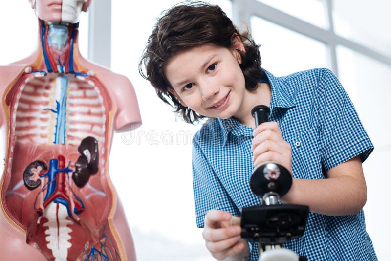 Admirable Young Scientist Setting Up a Microscope Stock Image - Image ...