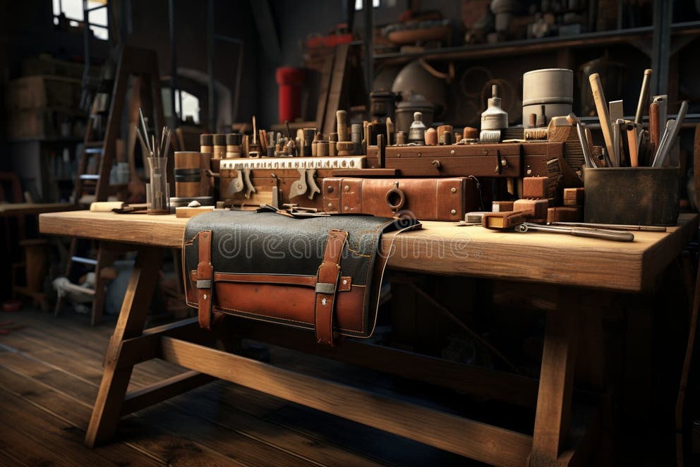 Admire the Craftsmanship of a Leatherworkers Stock Illustration ...