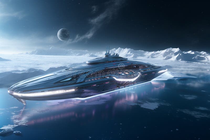 Admire the Futuristic Elegance of a Space Cruise Stock Illustration ...