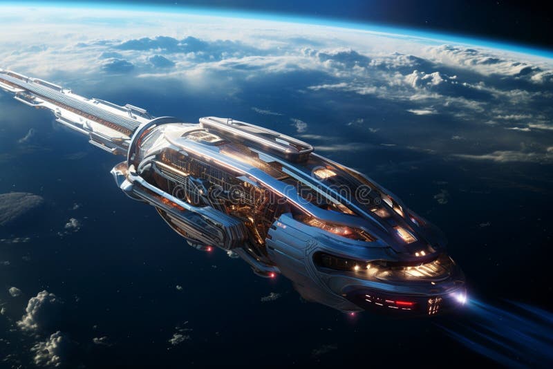 Admire the Futuristic Elegance of a Space Cruise Stock Illustration ...