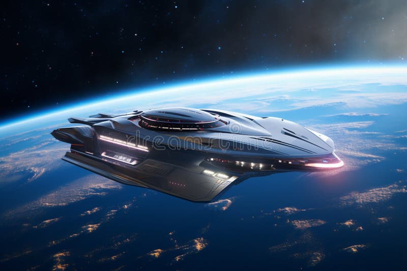 Admire the Futuristic Elegance of a Space Cruise Stock Photo - Image of ...