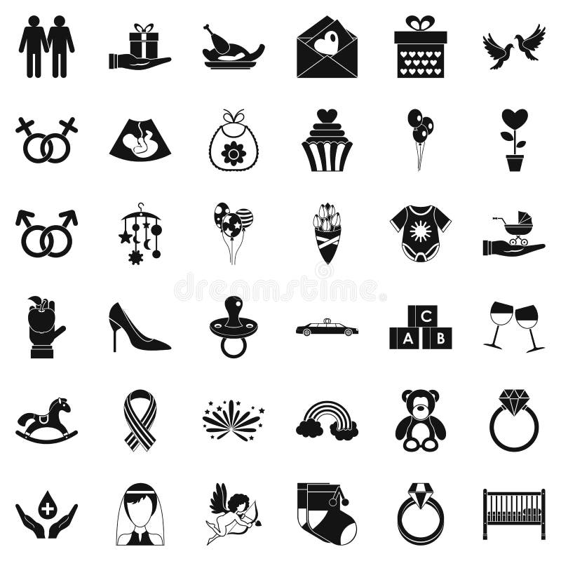 Admire Icons Set, Simple Style Stock Vector - Illustration of greeting ...