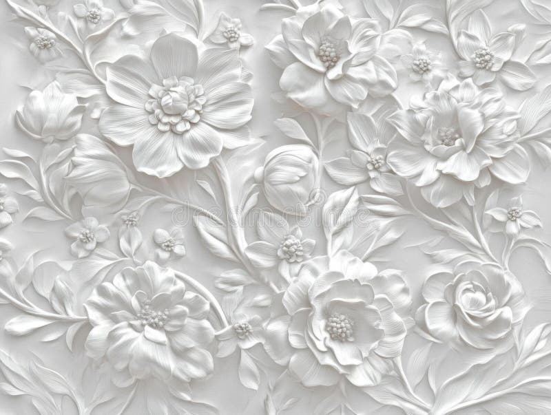 Admire Intricate White Floral Bas-relief Design Stock Illustration ...