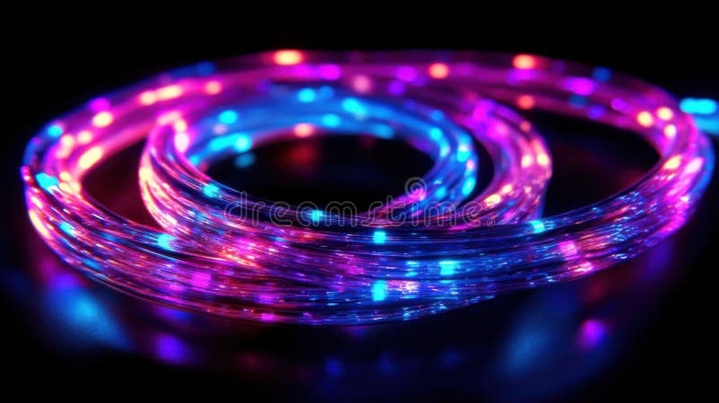 Admire Vibrant Led Lights Glowing Brightly in the Dark Stock ...