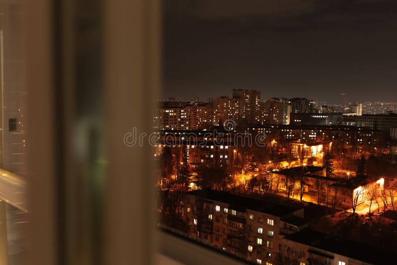 Admiring Night View of the City and Its Nightlife Lights, from the ...