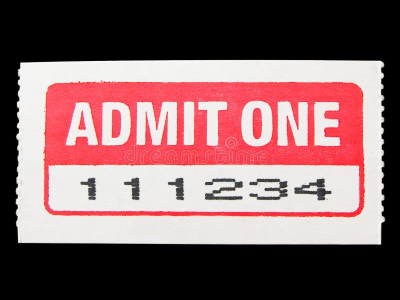 Admit one movie ticket stock photo. Image of spectator - 14070758