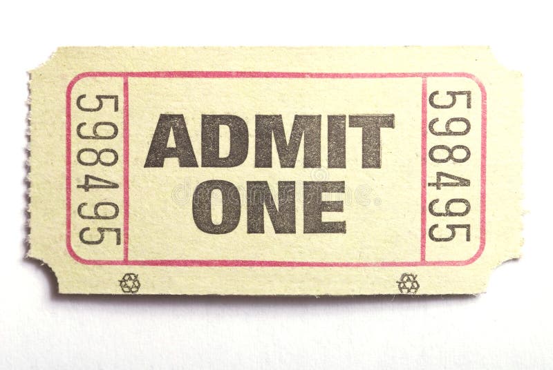 Admit one movie ticket stock photo. Image of spectator - 14070758