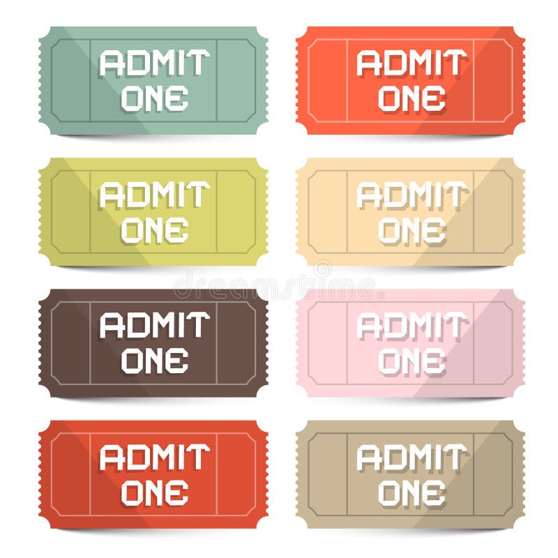 Admit One Tickets Retro Vector Set Stock Illustration - Illustration of ...