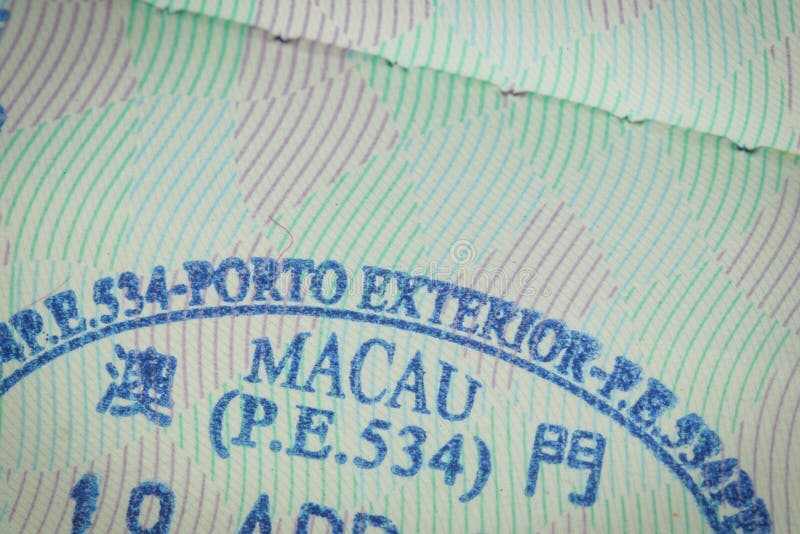 Admitted Stamp of Macau Visa for Immigration Travel Concept Stock Image ...