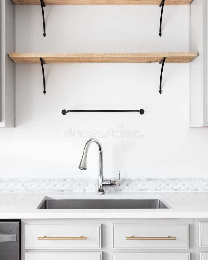A Kitchen Sink Detail Shot in a Farmhouse Kitchen. Stock Image - Image ...