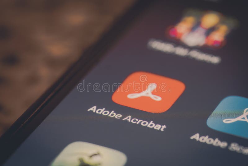 Adobe Acrobat Mobile App on a Smartphone Screen Editorial Image - Image ...