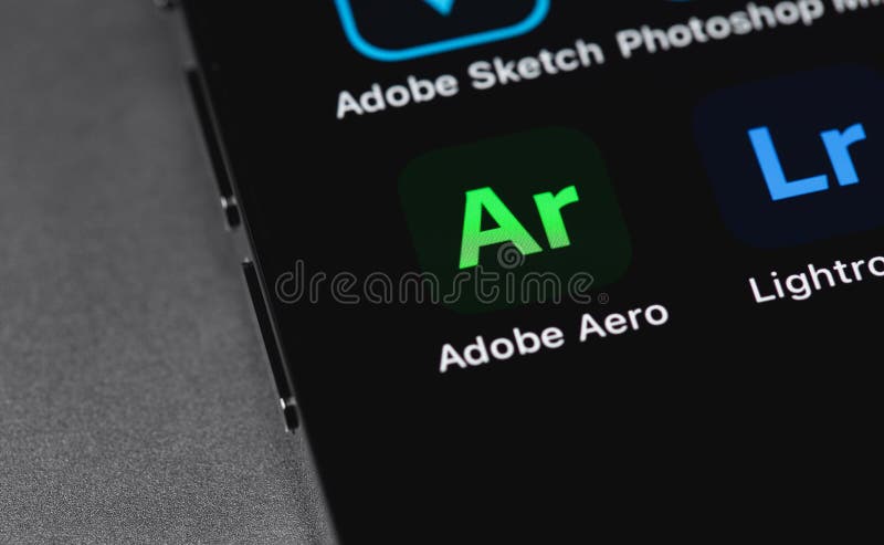 Adobe Aero Mobile Icon App on Screen Editorial Stock Photo - Image of ...
