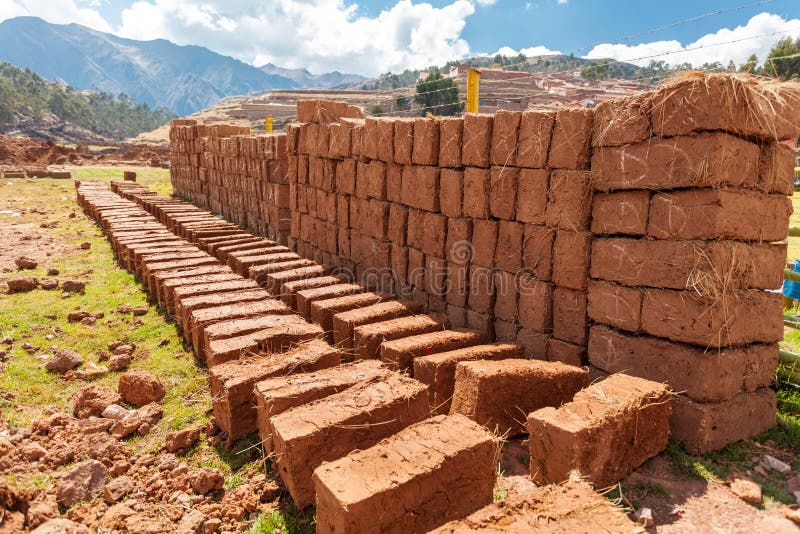 Sun dried adobe bricks stock image. Image of construction - 65255987