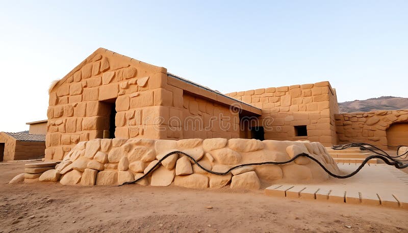 Adobe Building Exterior in a Desert Landscape Generative AI Stock ...