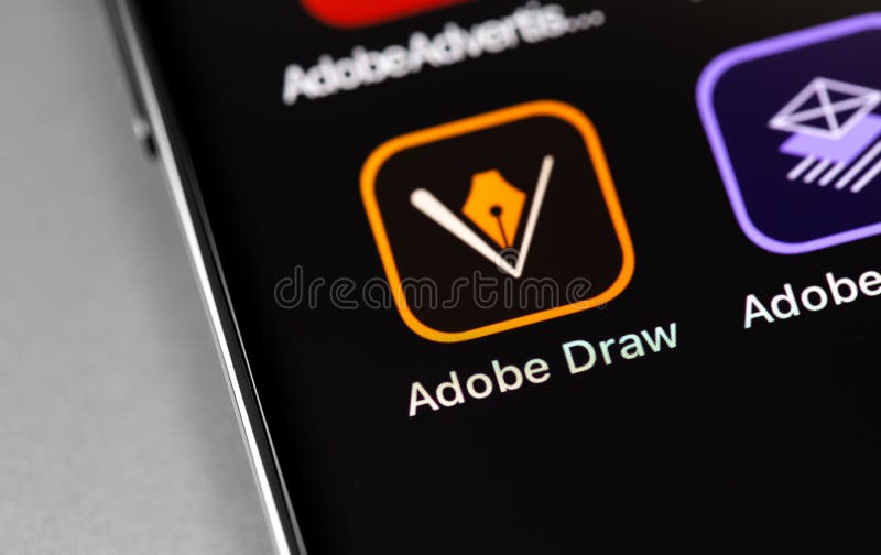 Adobe Draw Mobile App Icon on Screen Smartphone Editorial Stock Image ...