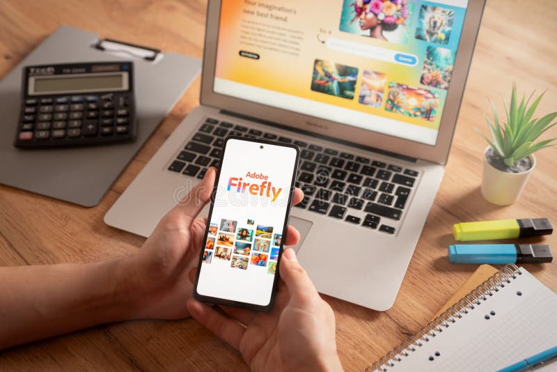 Adobe Firefly Logo on Screen. AI Art Generator Editorial Stock Image ...